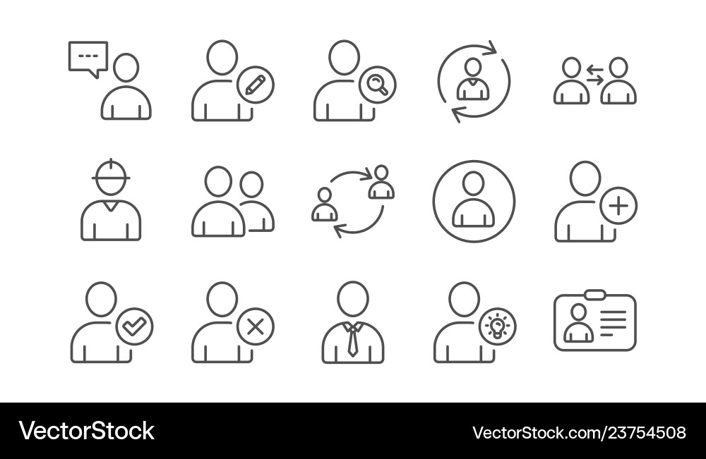 User person line icons profile group and support Vector Image