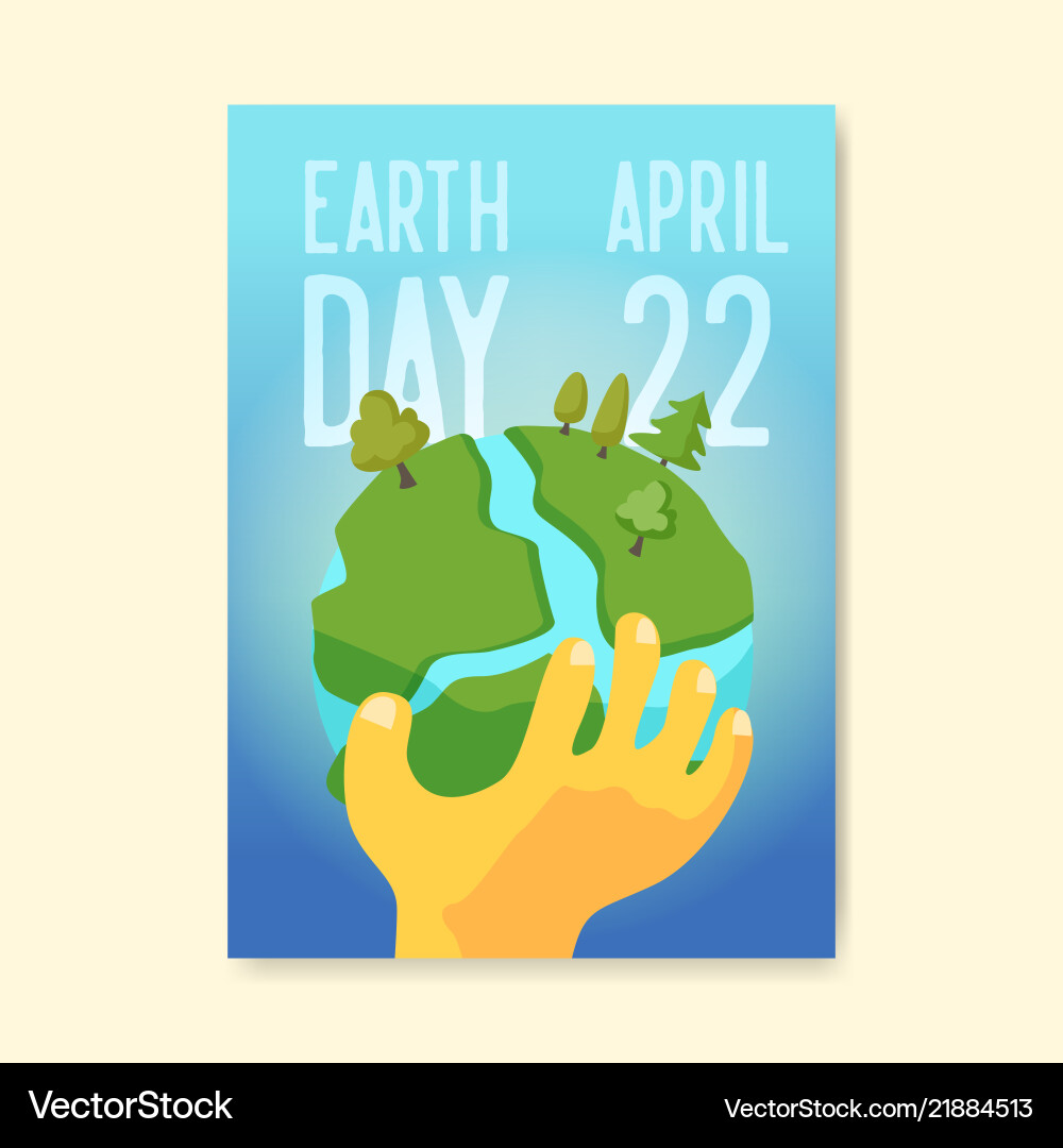 Earth day poster flyer template green planet Vector Image