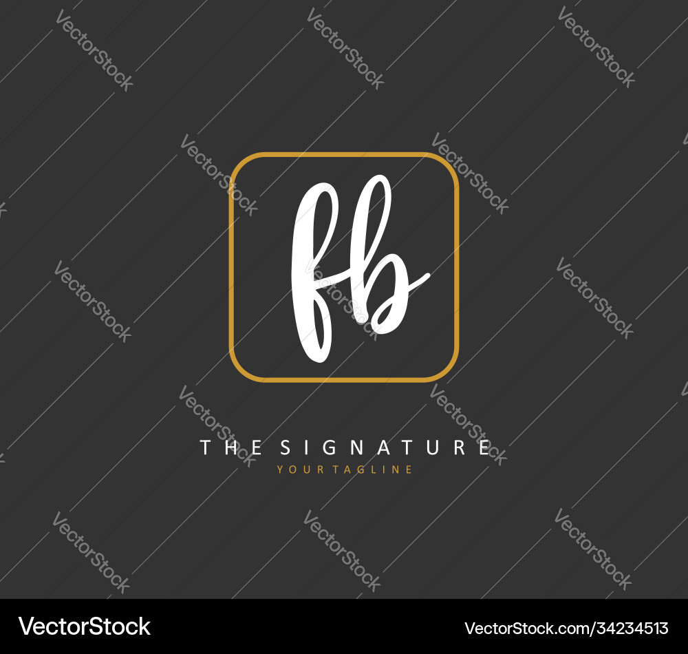 F b fb initial letter handwriting and signature Vector Image
