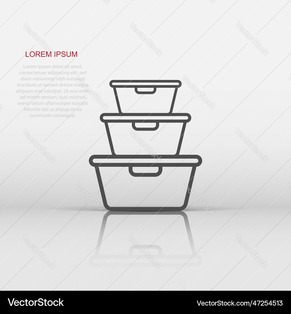 Food container icon in flat style kitchen bowl Vector Image