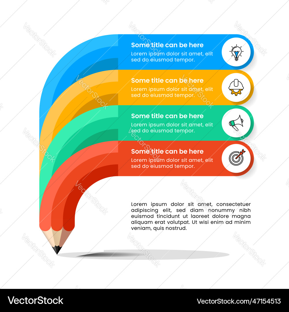 Infographic template pencil with 4 steps and icons