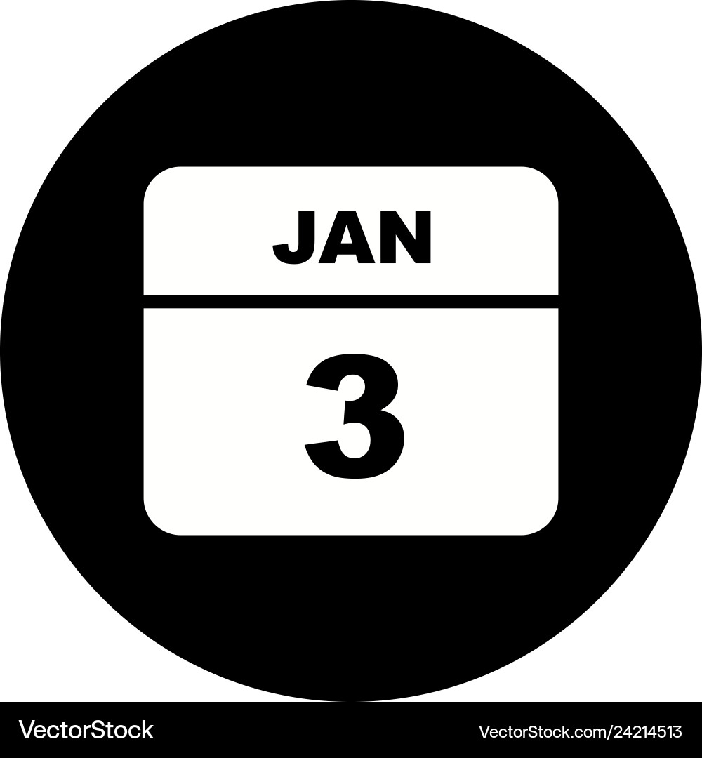 January 3rd date on a single day calendar Vector Image