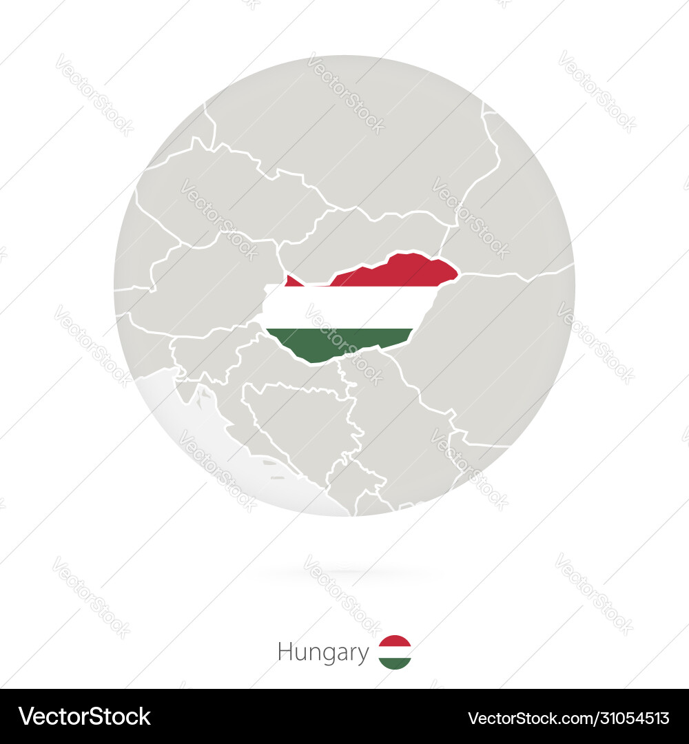 Map hungary and national flag in a circle Vector Image
