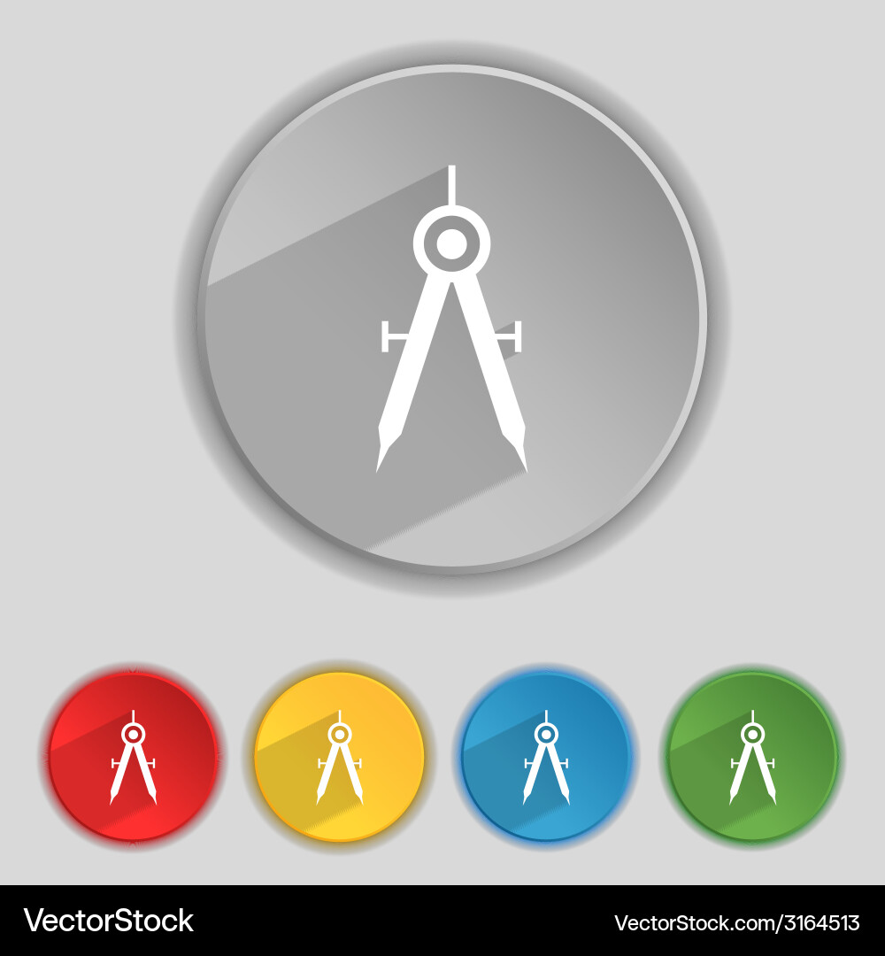 Mathematical compass sign icon set of colored Vector Image