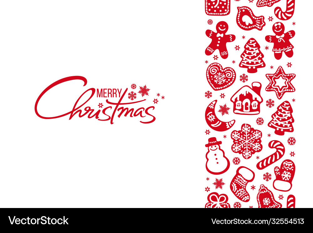 Merry christmas greeting card handwritten text Vector Image