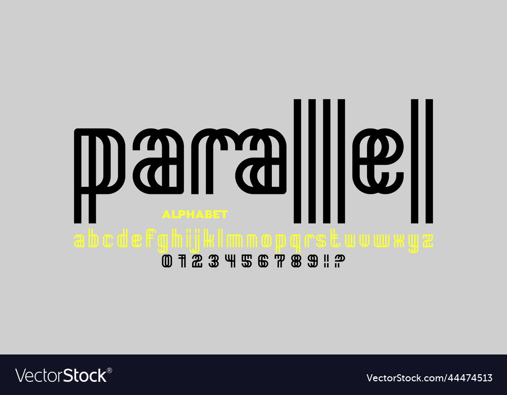 Parallel lines style font Royalty Free Vector Image