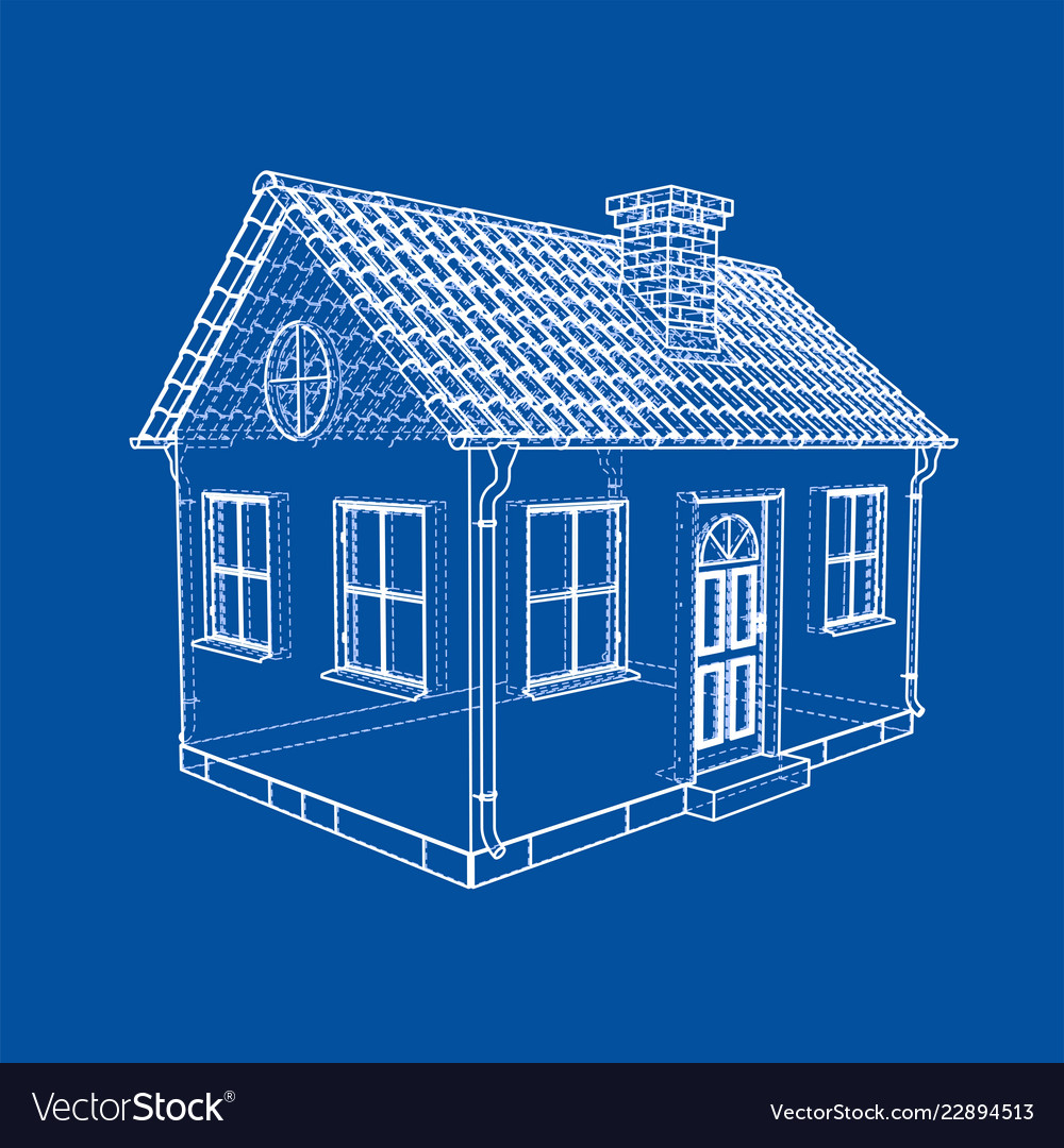 Private House Sketch Rendering Of 3d Royalty Free Vector