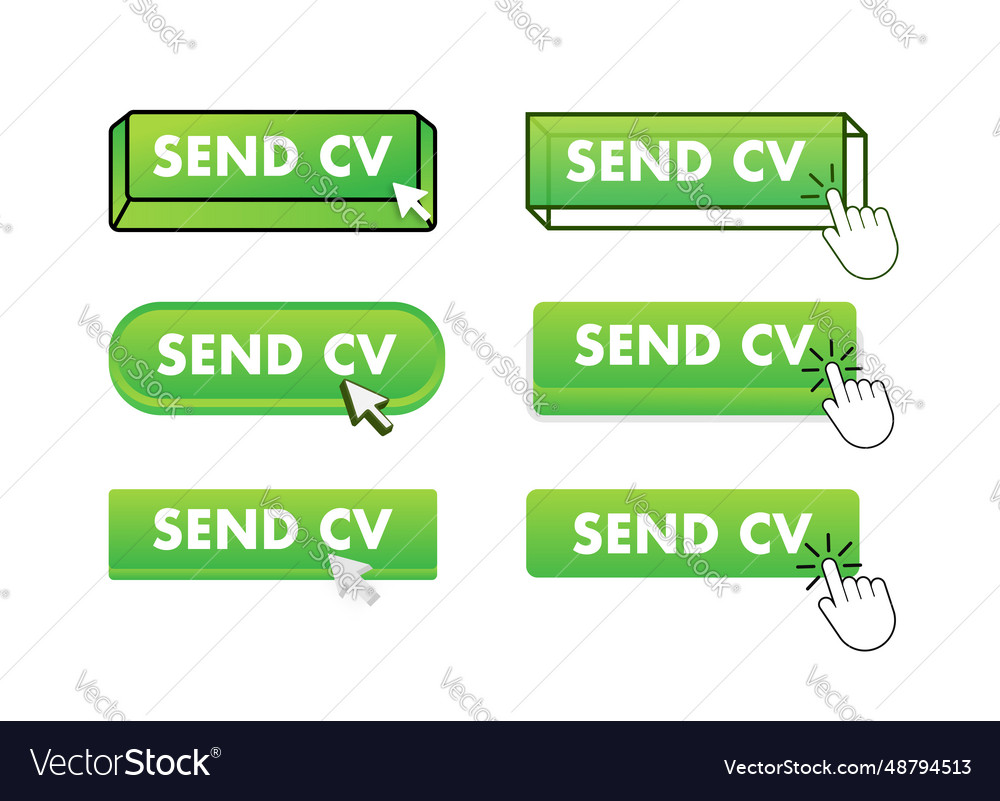 Send cv button with pointer clicking web Vector Image