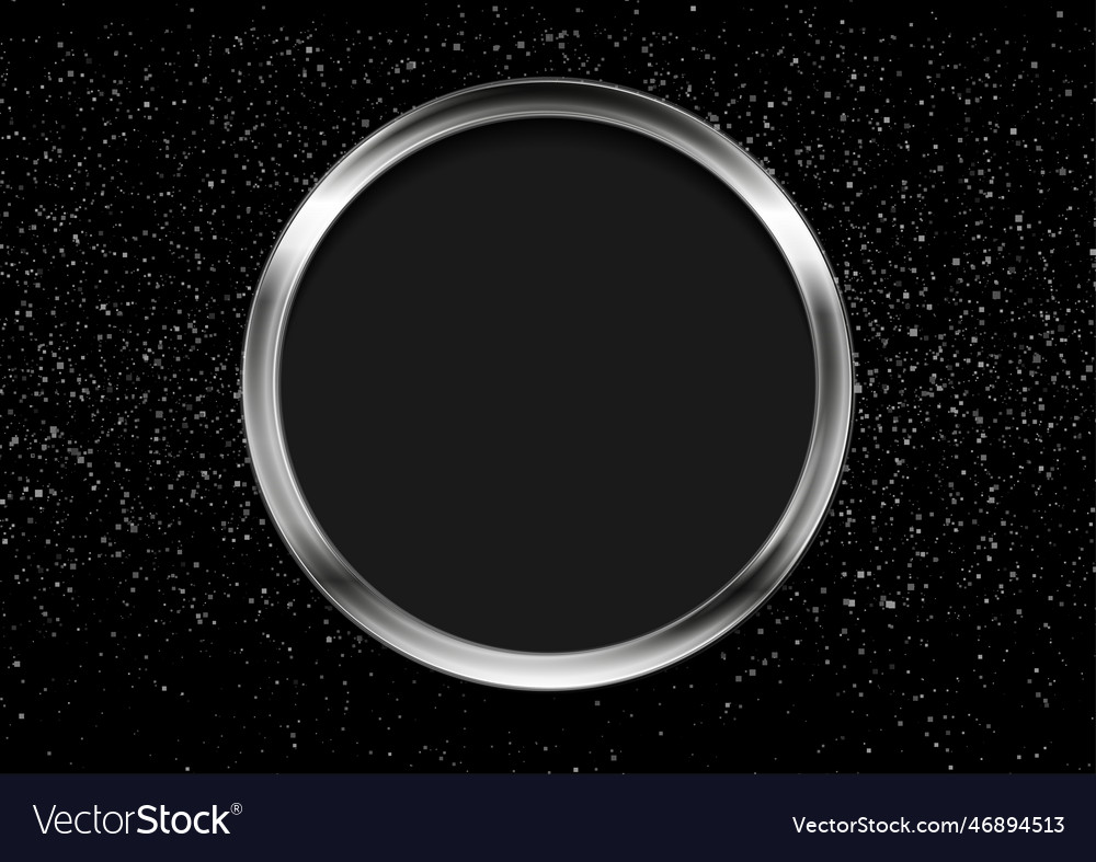 Silver metallic circle frame and shiny glowing Vector Image