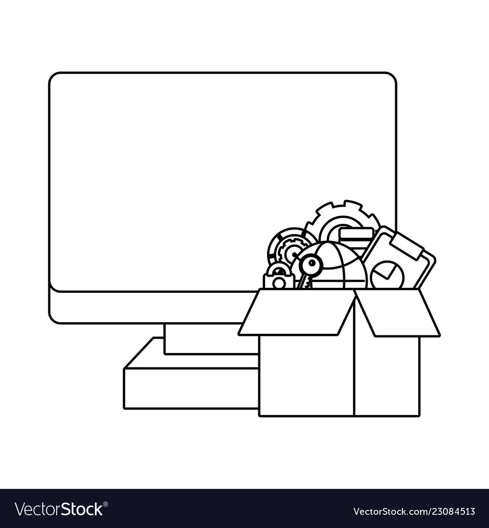 Technology computing support cartoon Royalty Free Vector