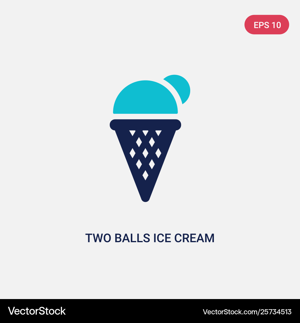 Two color balls ice cream cone icon from Vector Image
