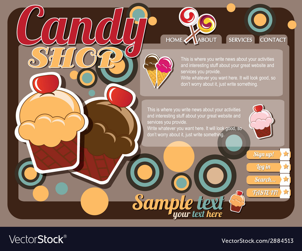 Website template elements vintage style Royalty Free Vector