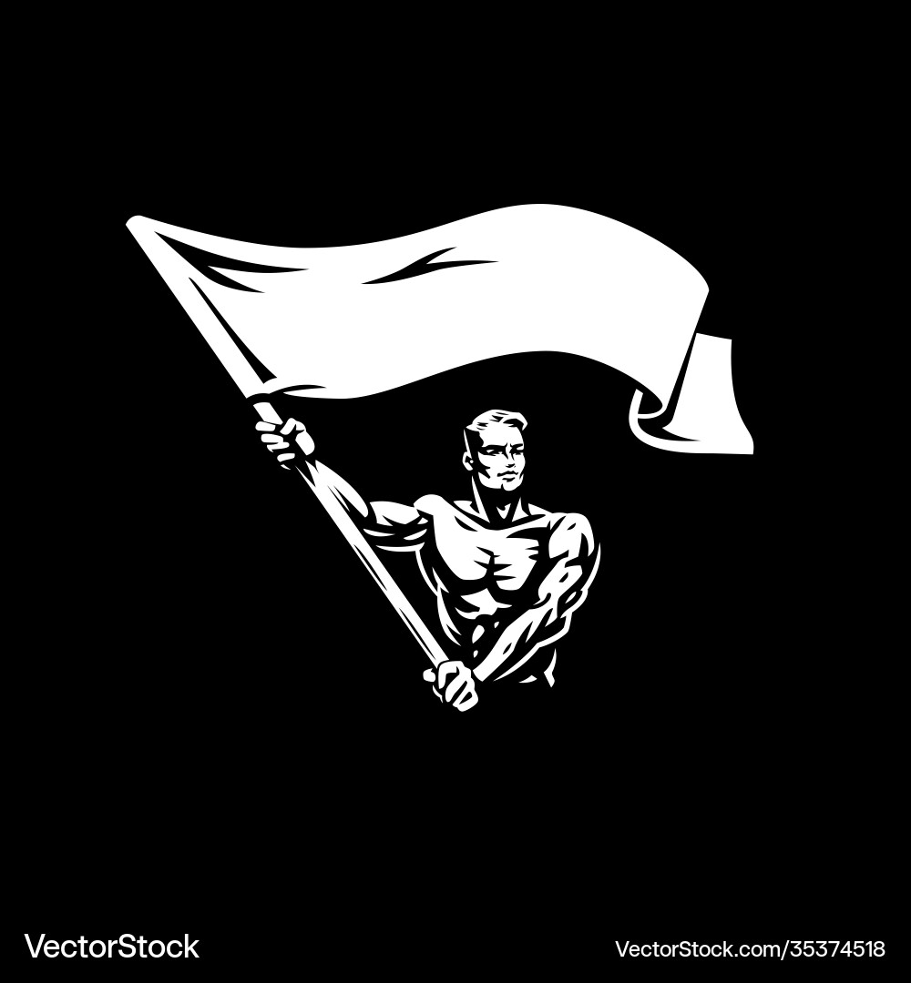 A man with flag Royalty Free Vector Image - VectorStock
