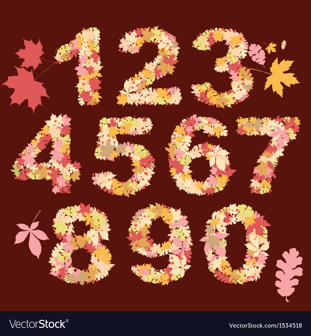 Autumn numbers design Royalty Free Vector Image