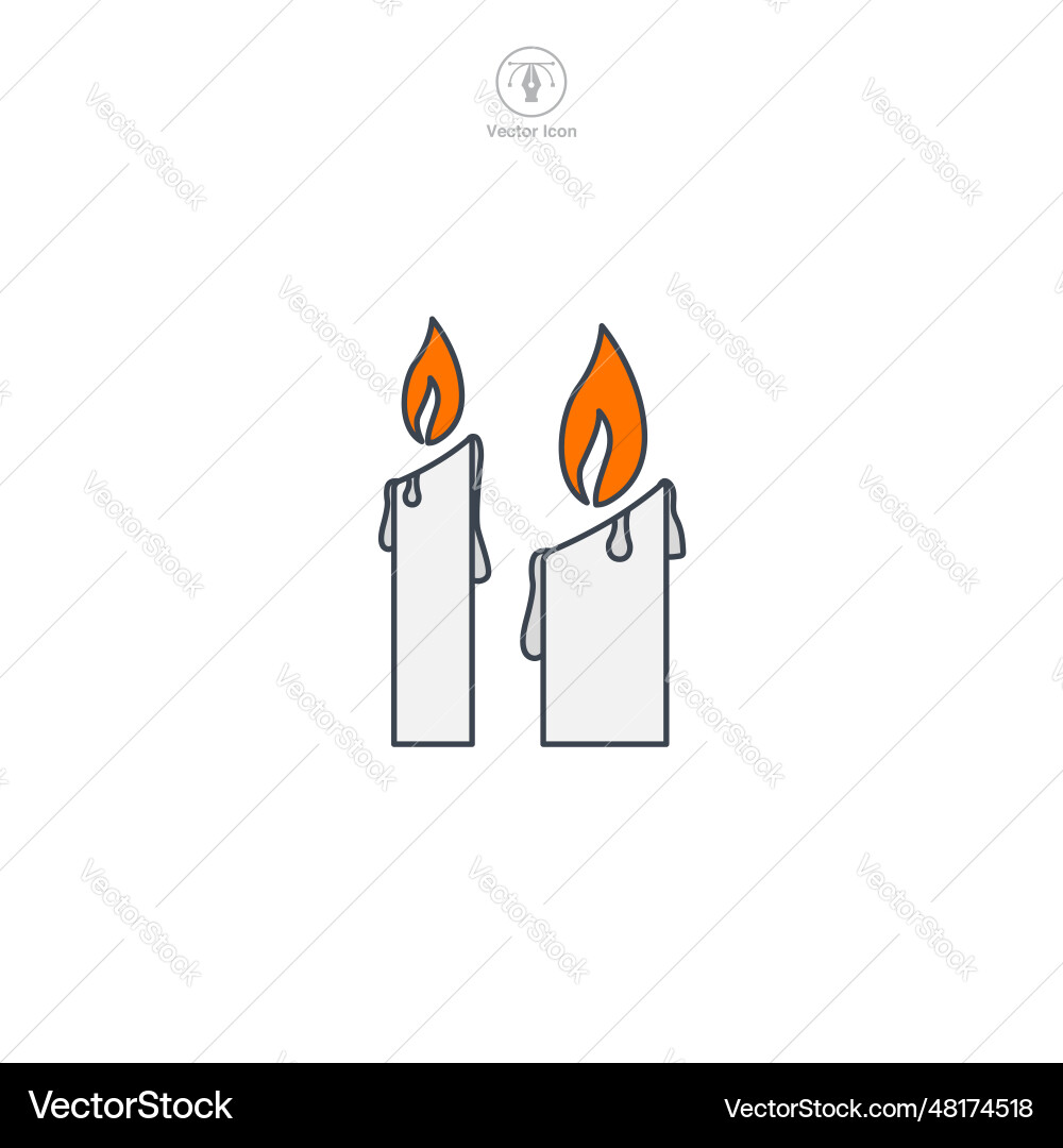 Candle icon symbol isolated on white background Vector Image