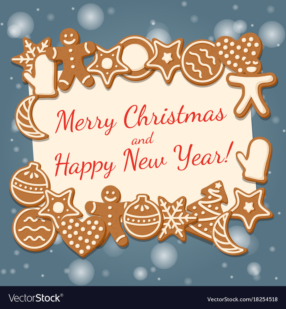 Christmas holiday card with gingerbread cookies Vector Image