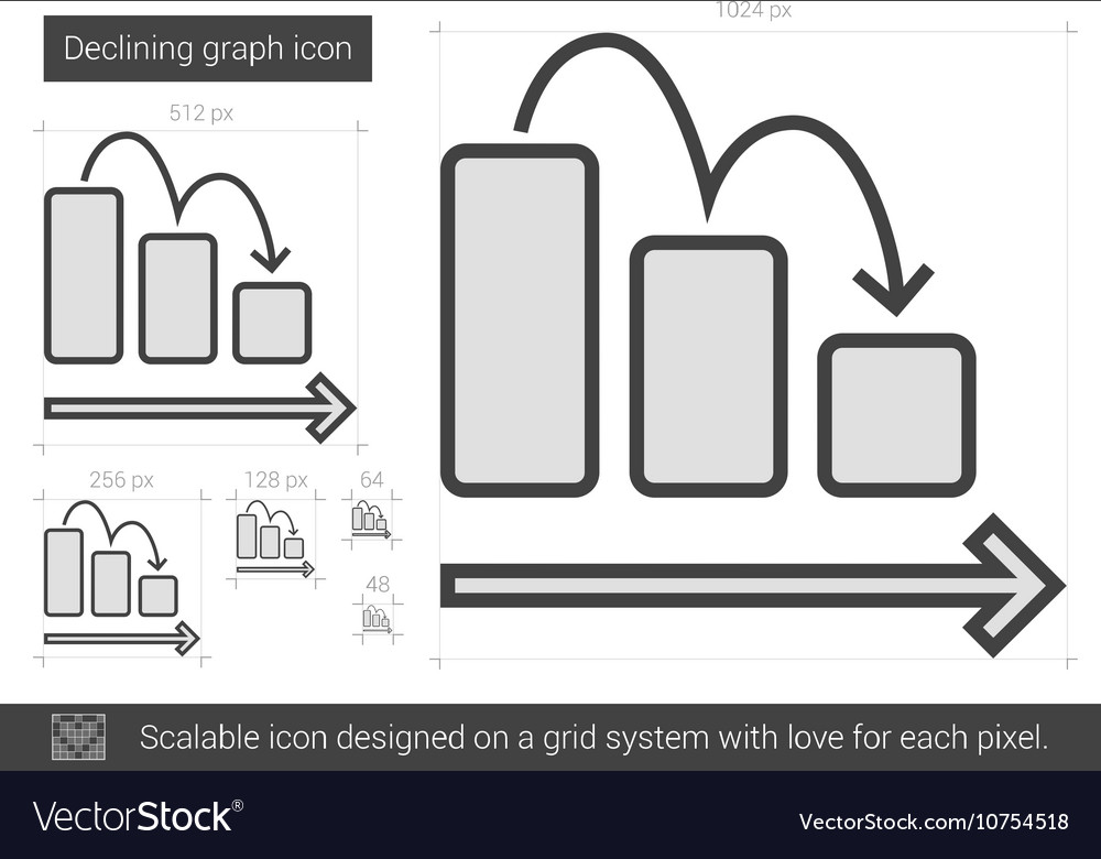 Declining graph line icon Royalty Free Vector Image
