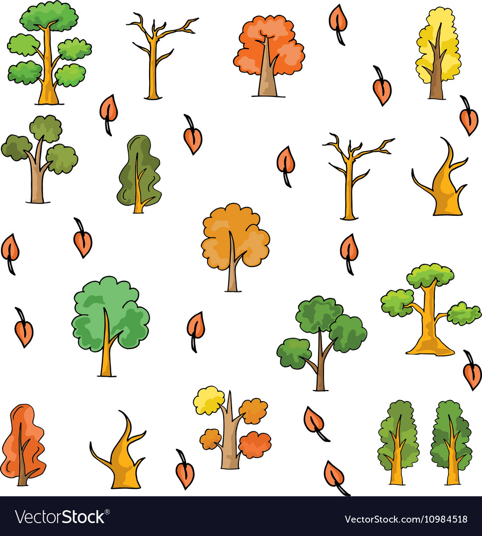 Doodle of tree different collection Royalty Free Vector