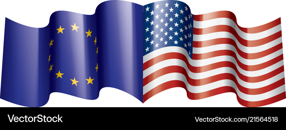 European union and american flags Royalty Free Vector Image