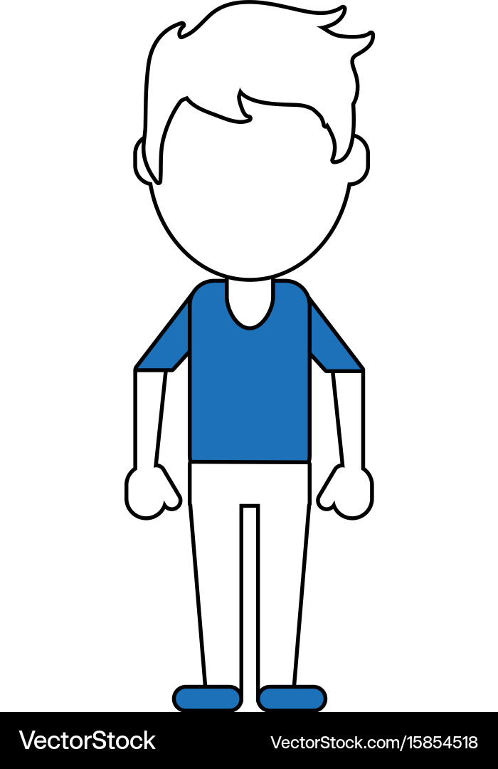 Flat line standing man with a hint color over Vector Image