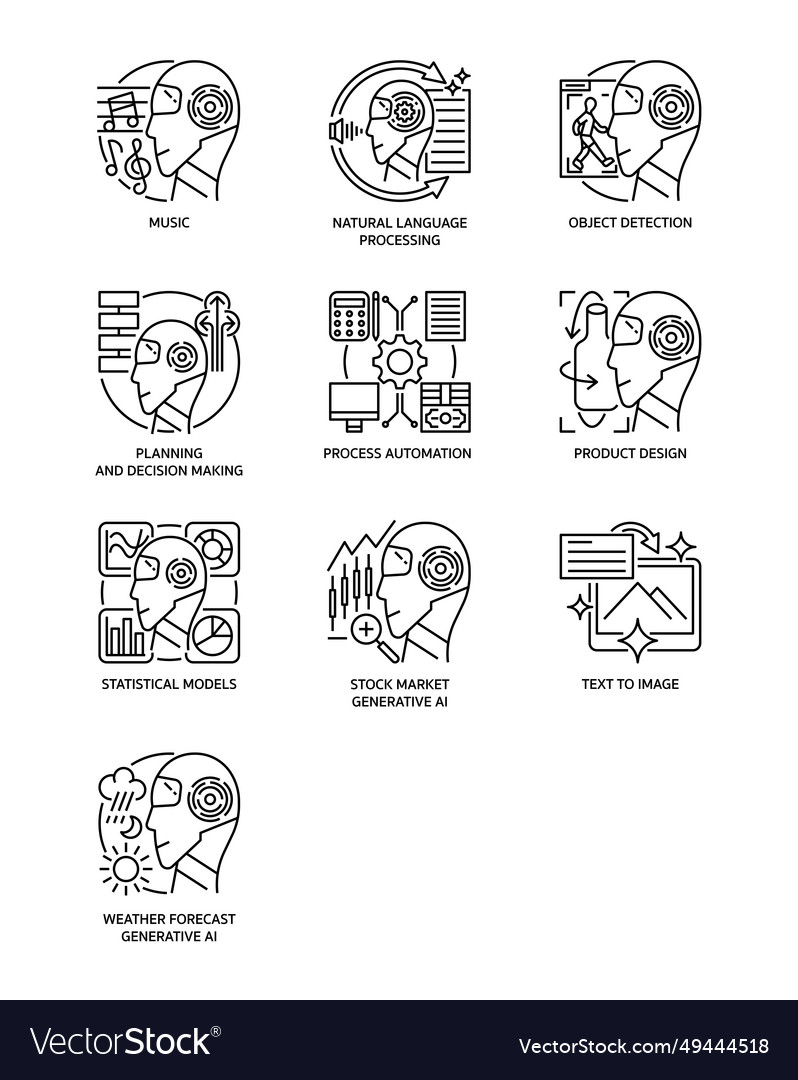 Generative ai icon set Royalty Free Vector Image Generative ai icon set Royalty Free Vector Image