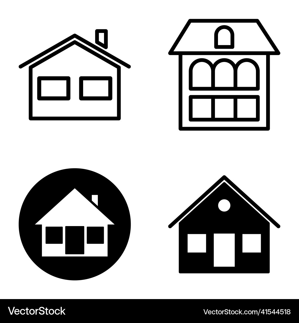 Houses flat icon set isolated on white background Vector Image