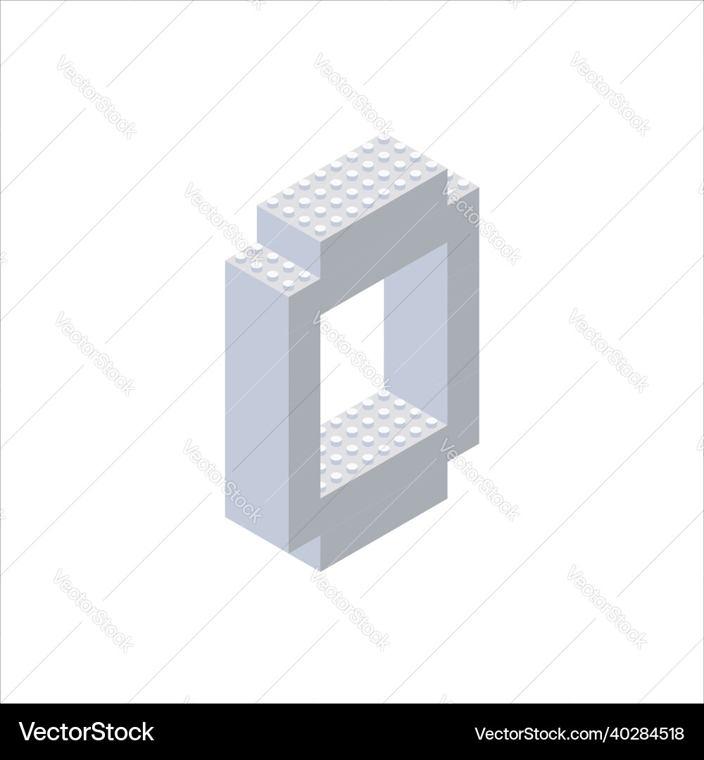 Isometric letter 0 in gray on a white background Vector Image