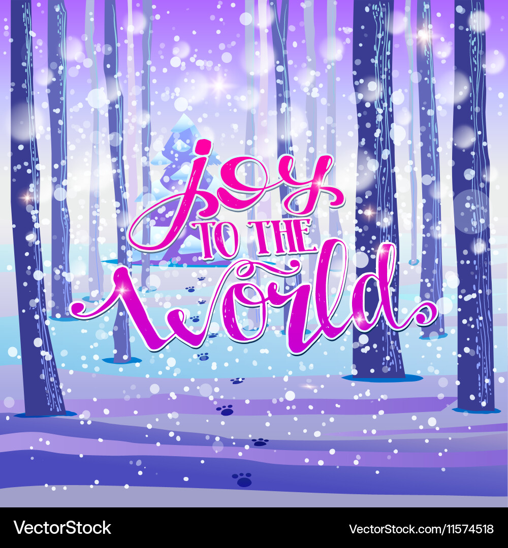 Joy to the world on forest background Royalty Free Vector