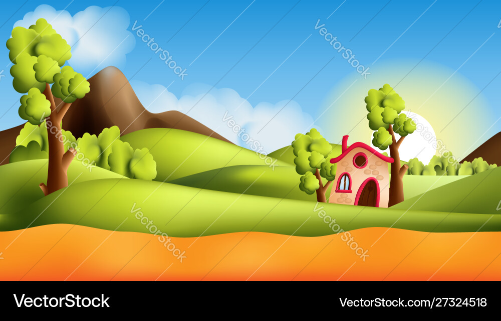 Landscape cartoon seamless repeating Royalty Free Vector