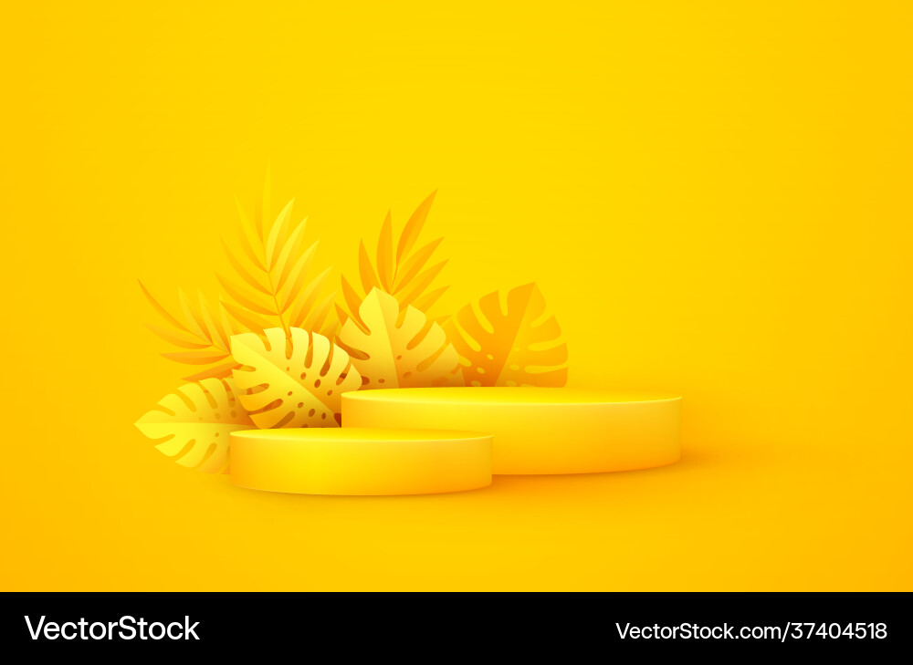 Minimal yellow scene with geometric shapes Vector Image