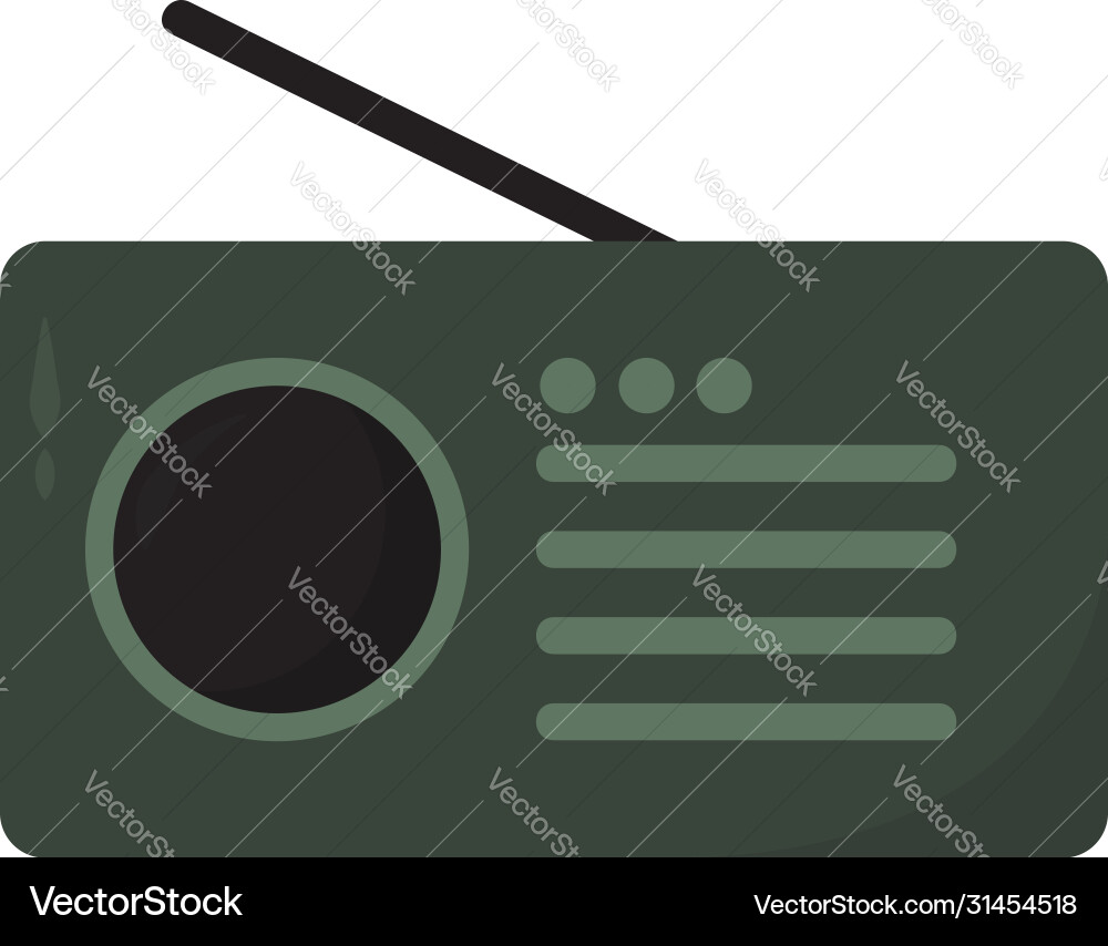 Old green radio on white background Royalty Free Vector
