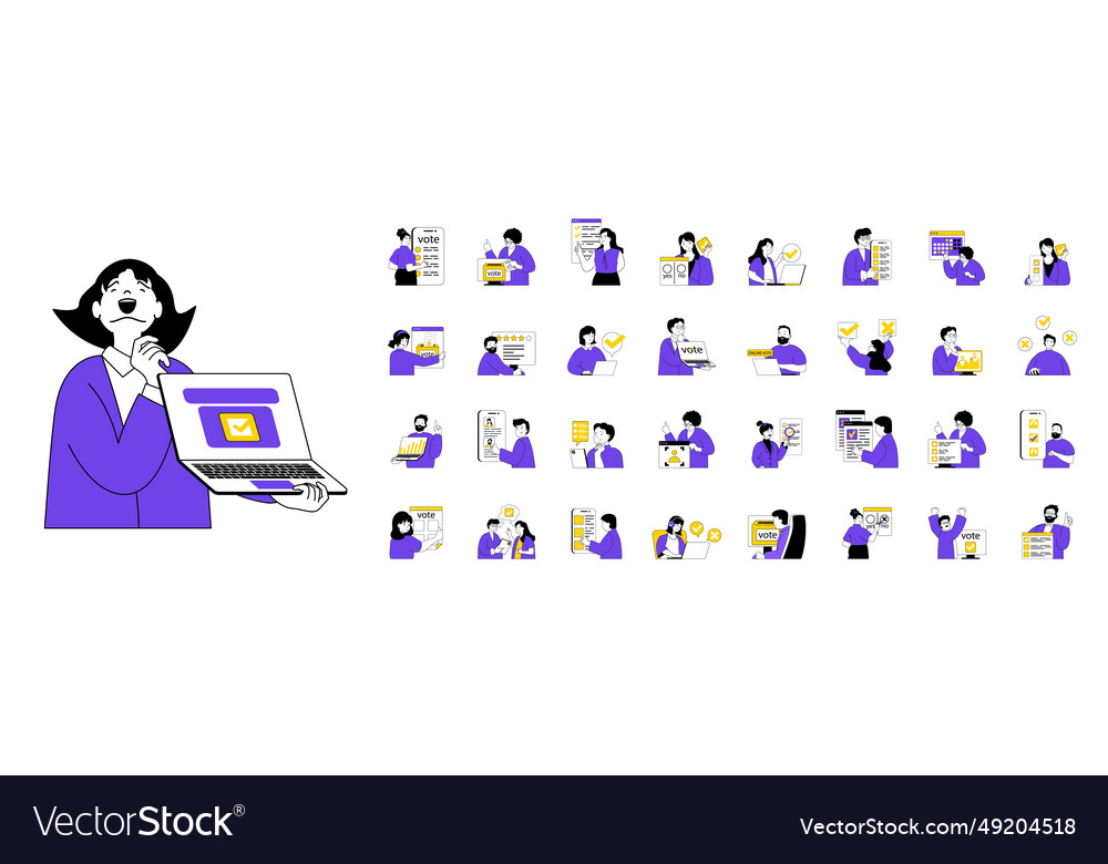 Online voting concept with people situations mega Vector Image Online voting concept with people situations mega Vector Image
