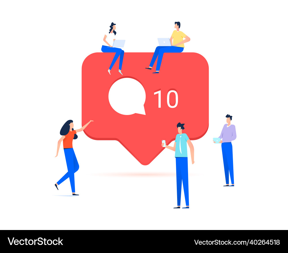 Social media concept small people with comment Vector Image