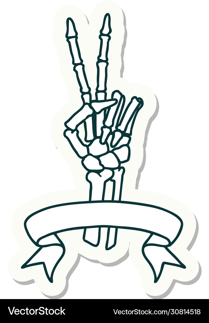 Tattoo sticker with banner a skeleton hand Vector Image