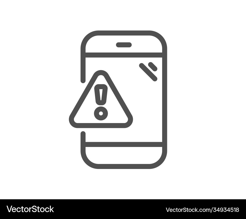 Warning message line icon phone alert sign Vector Image