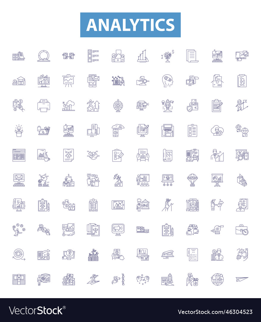 Analytics line icons signs set Royalty Free Vector Image