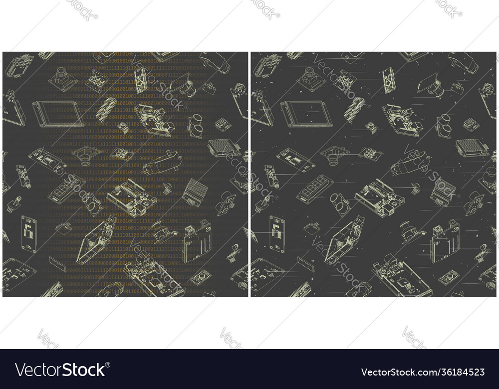 Arduino hardware seamless blueprints Royalty Free Vector