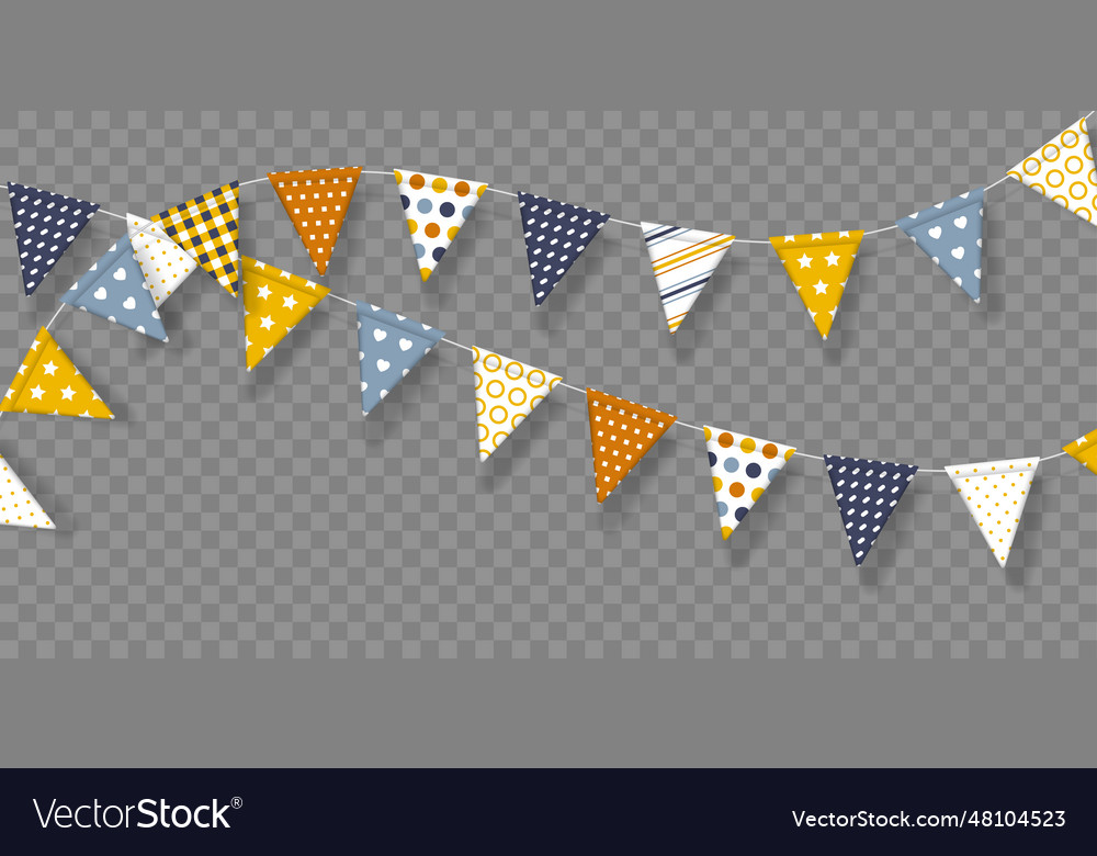 Bunting flags with geometric patterns Royalty Free Vector