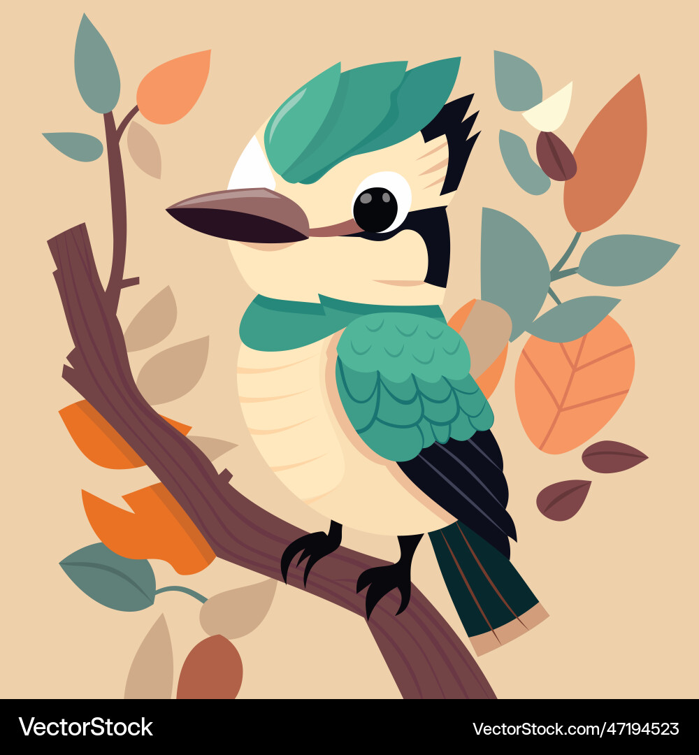 Cartoon cute kookaburra bird Royalty Free Vector Image