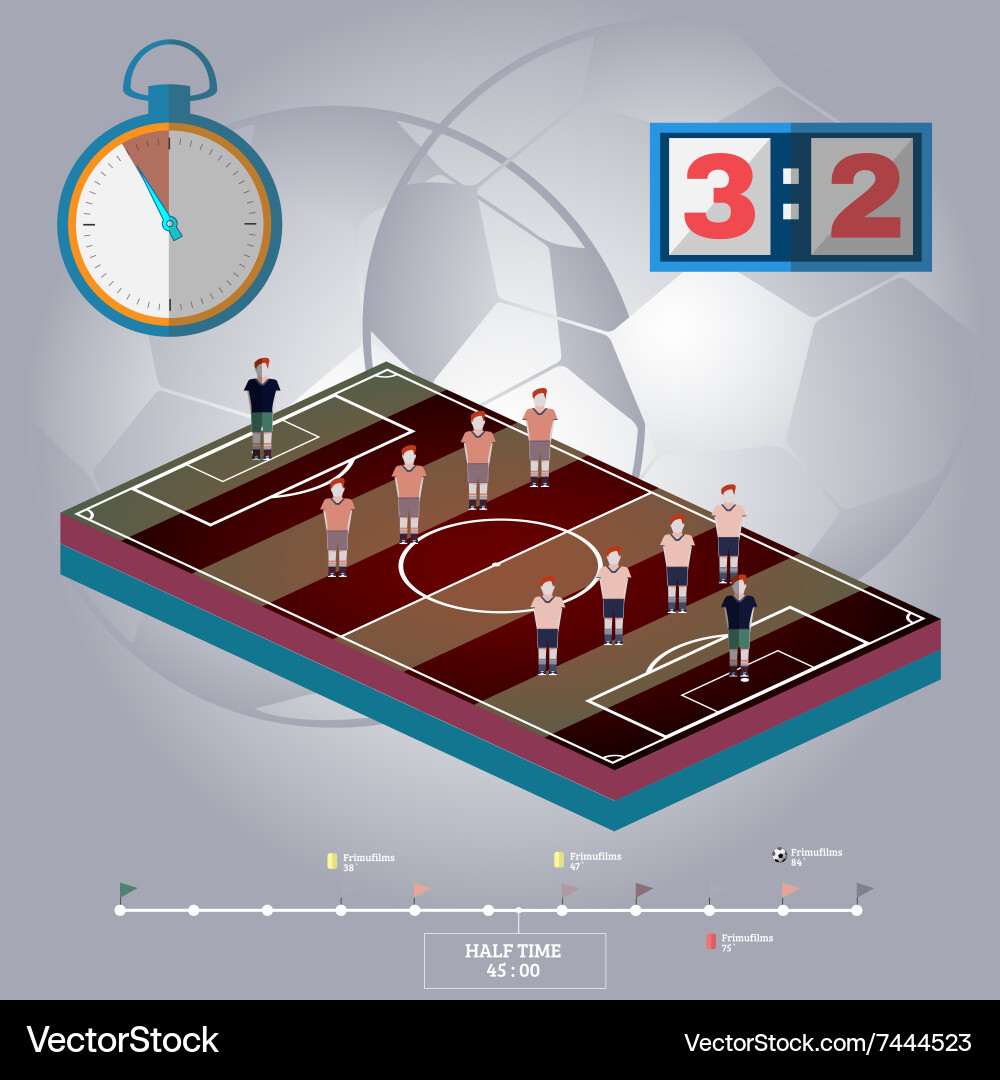 Football stadium playfield side view Royalty Free Vector