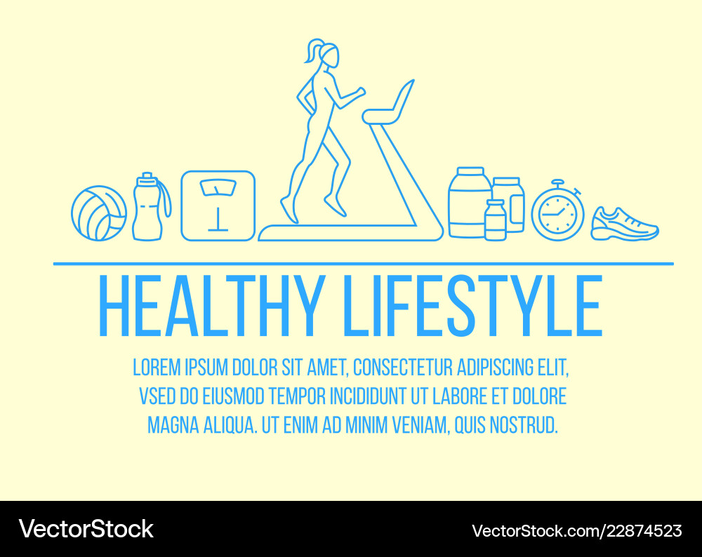 Healthy lifestyle flat poster Royalty Free Vector Image