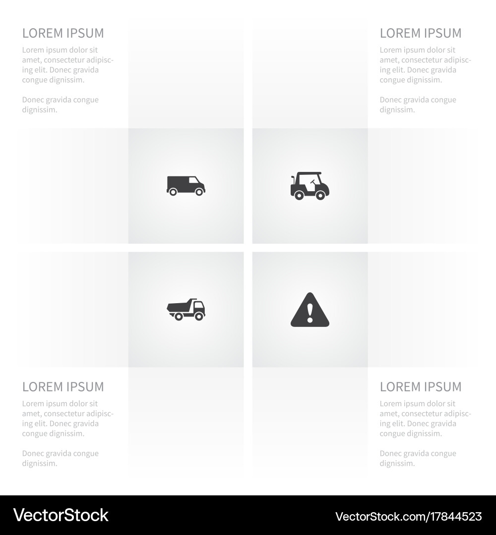 Icon transport set of bogie golfing warning Vector Image