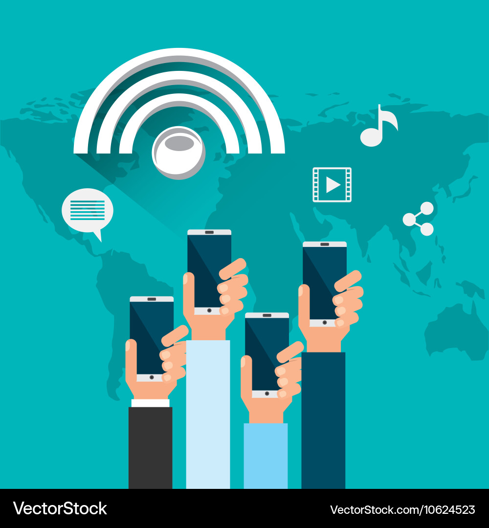 Mobile social media flat icons Royalty Free Vector Image