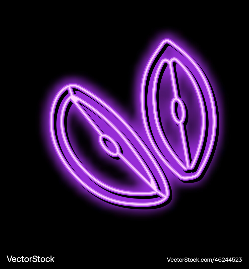 Orange fresh cut slice neon glow icon Royalty Free Vector