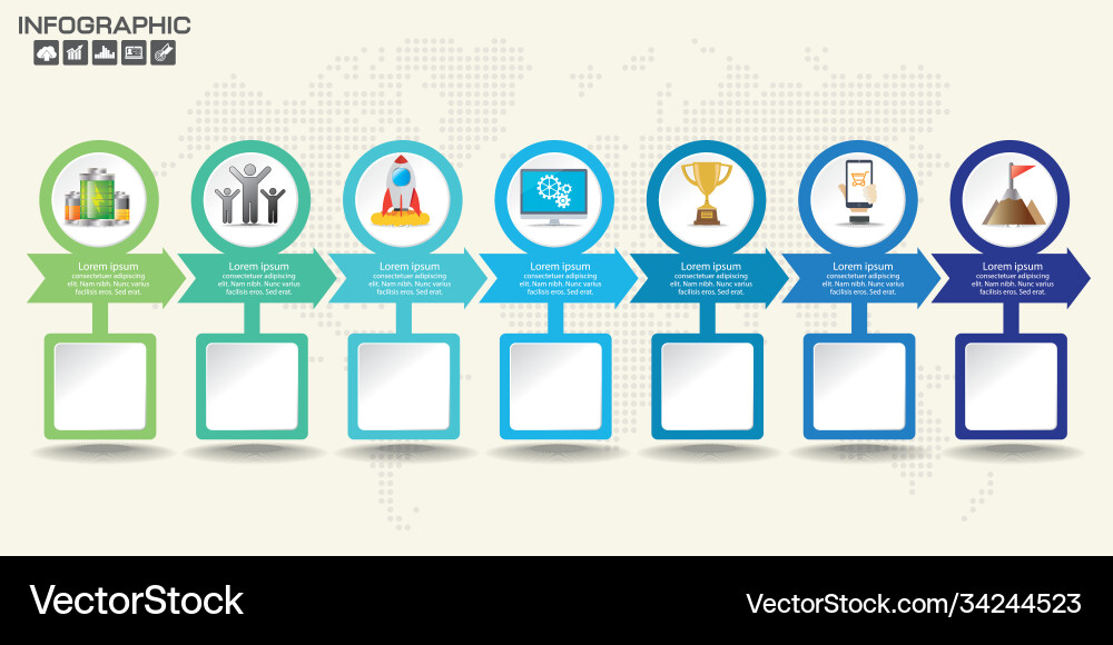 Retro timeline infographic with set icons Vector Image