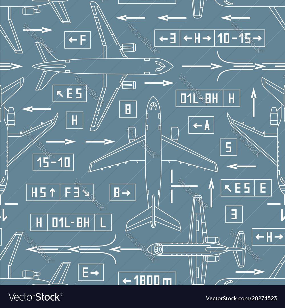 Seamless aviation pattern with airplanes and Vector Image