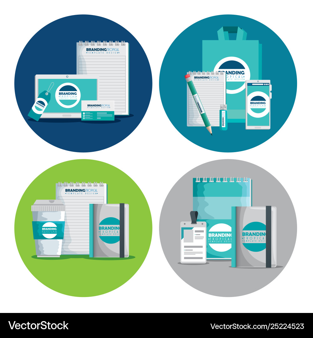 Set business branding product style Royalty Free Vector