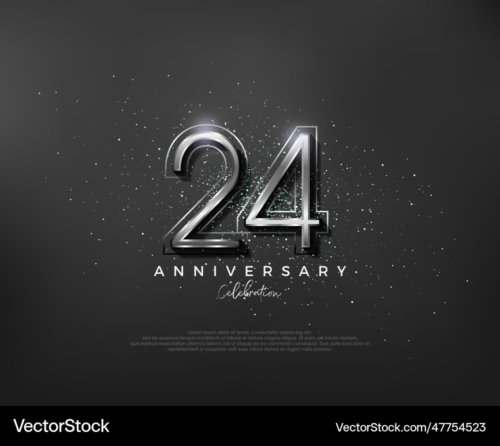 Silver metallic number design premium number 24th Vector Image