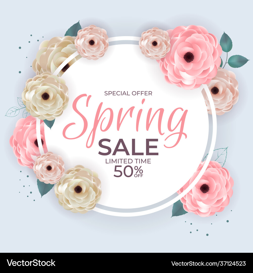 Spring special offer sale circle frame poster Vector Image