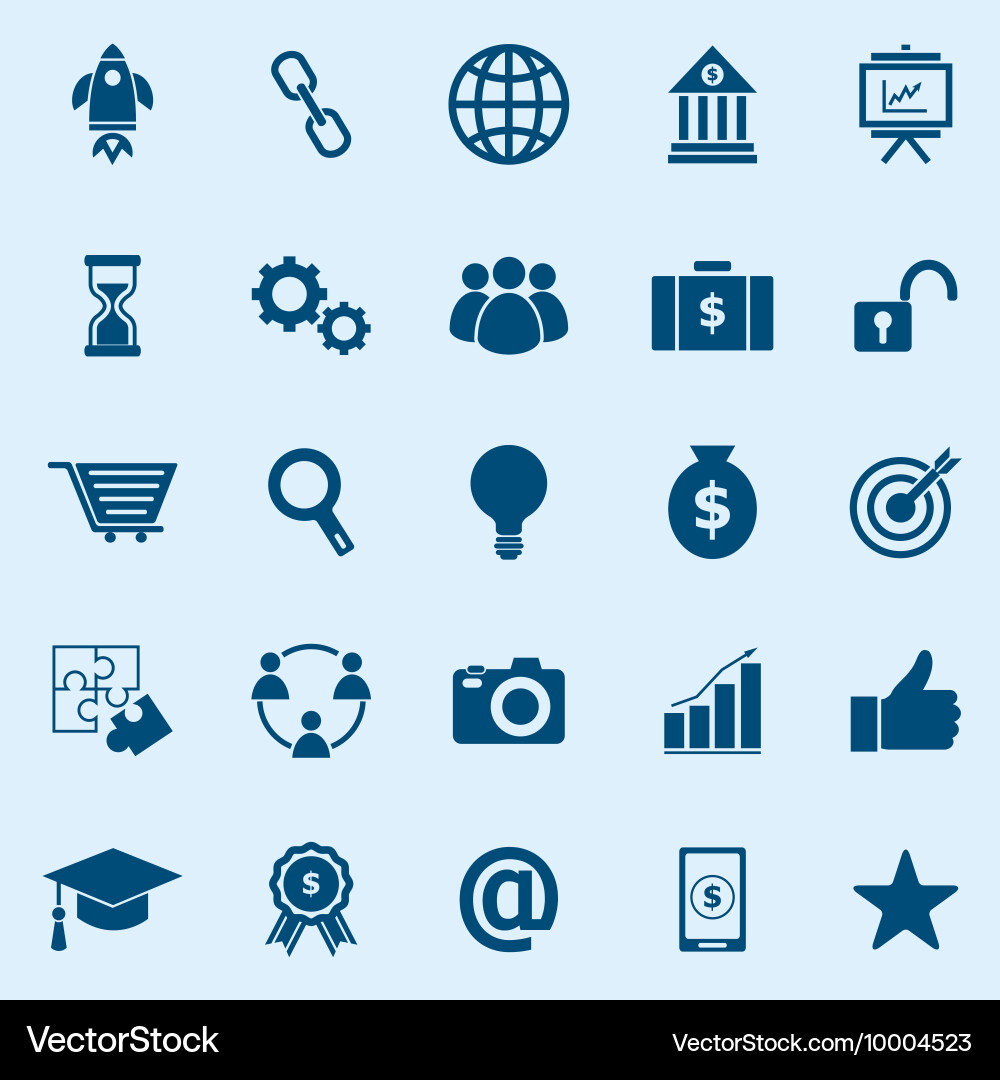 Start up color icons on blue background Royalty Free Vector